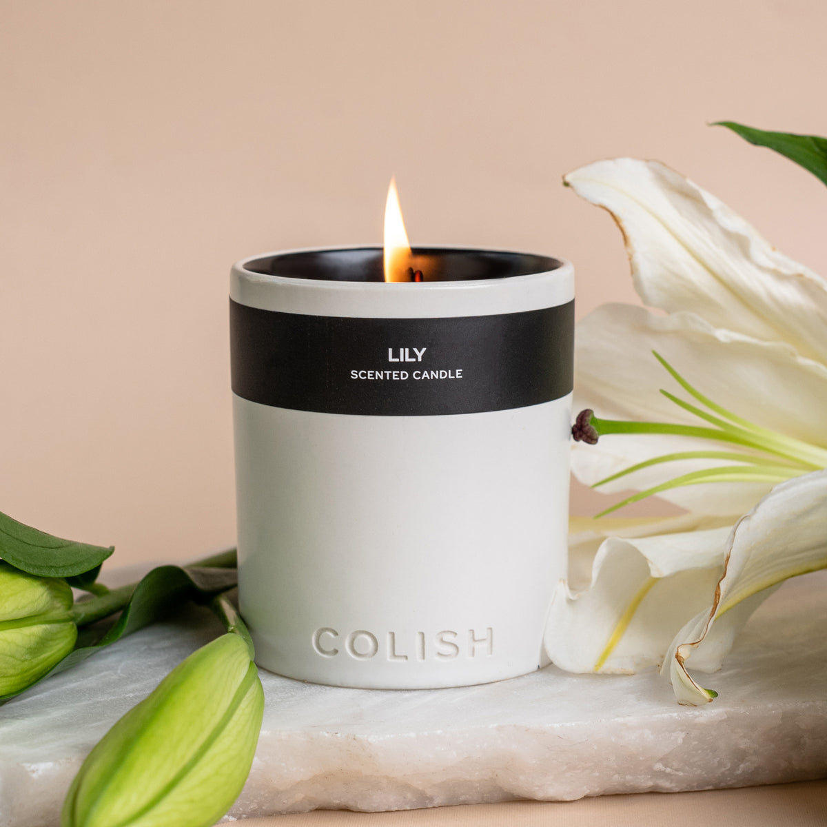 LILY SCENTED CANDLE - CERAMIC CANDLE JAR – COLISH